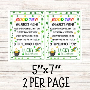 Leprechaun Trap Letter: St Patricks Day Notes for Kids (instant ...