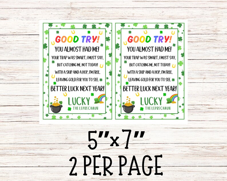 Leprechaun Trap Letter: St Patricks Day Notes for Kids (instant ...
