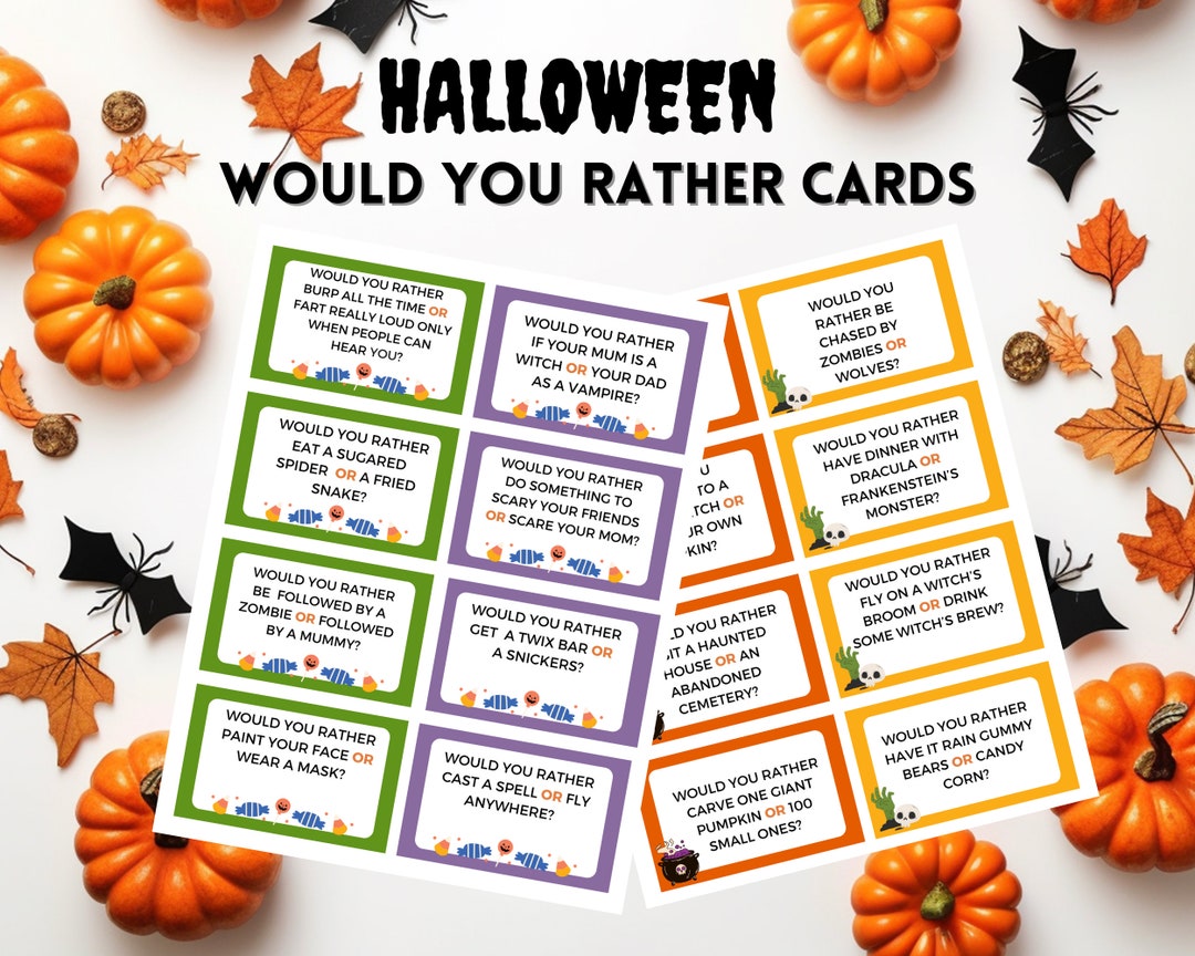Halloween Would You Rather Game: 80 Printable Cards (PDF) - Etsy