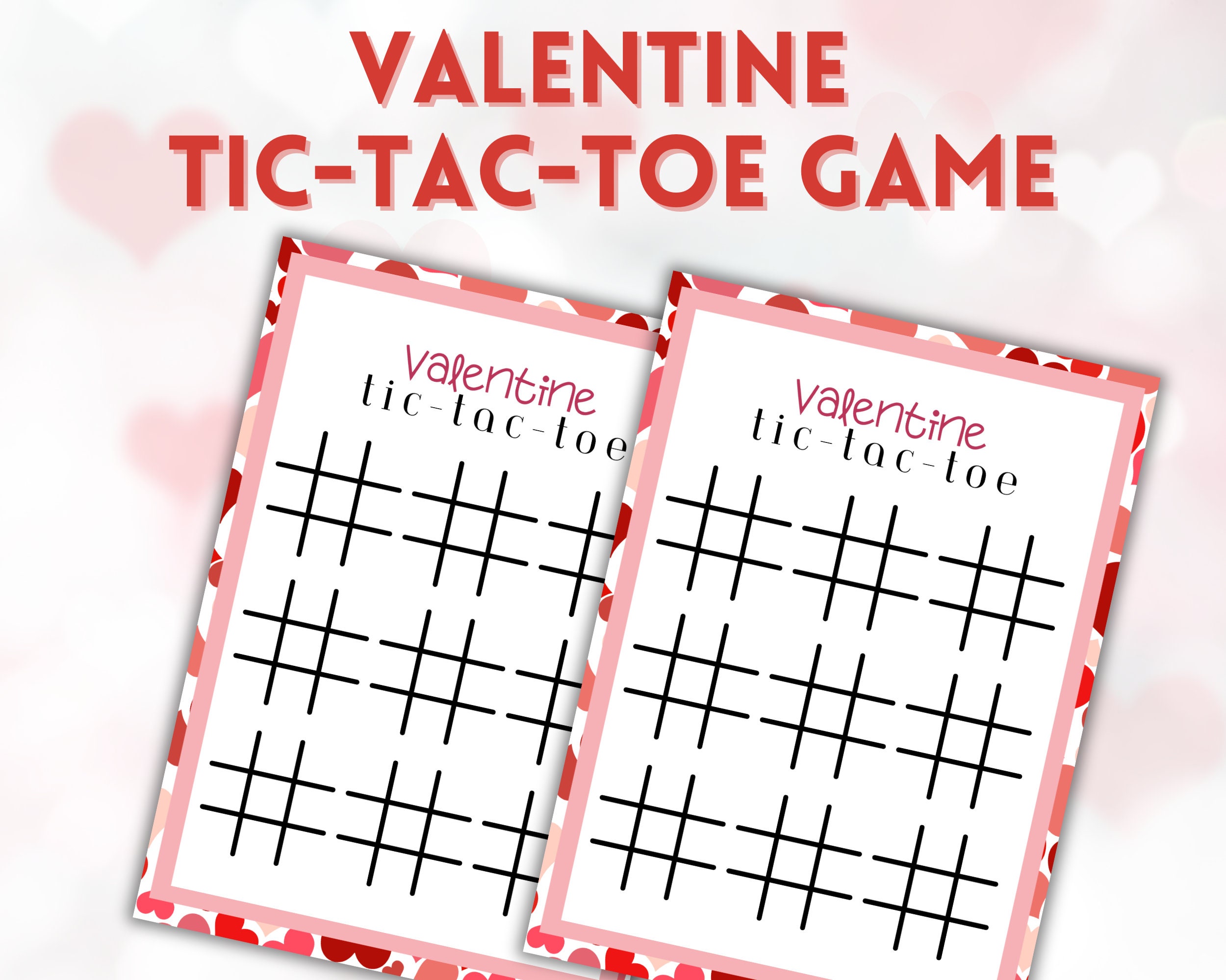 Valentine's Day Tic Tac Toe Printable Game, Instant Digital Download ...