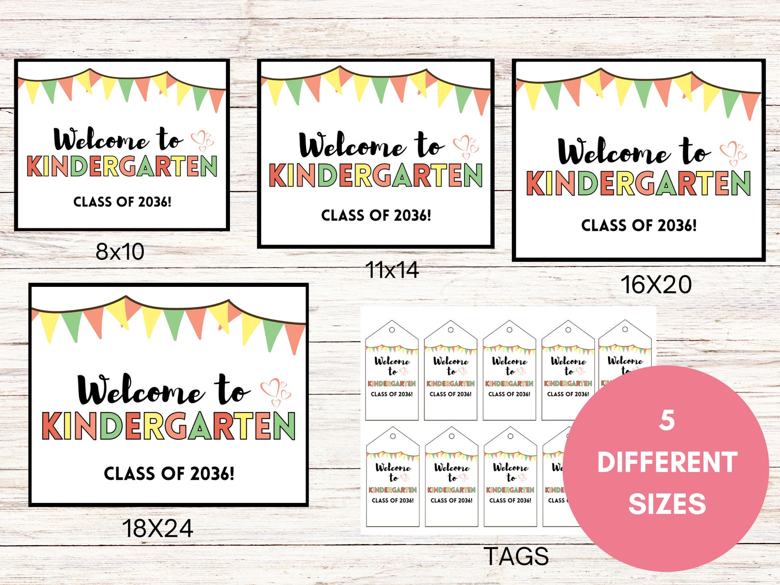 Welcome to Kindergarten, Back to School Sign and Tags, Welcome to ...