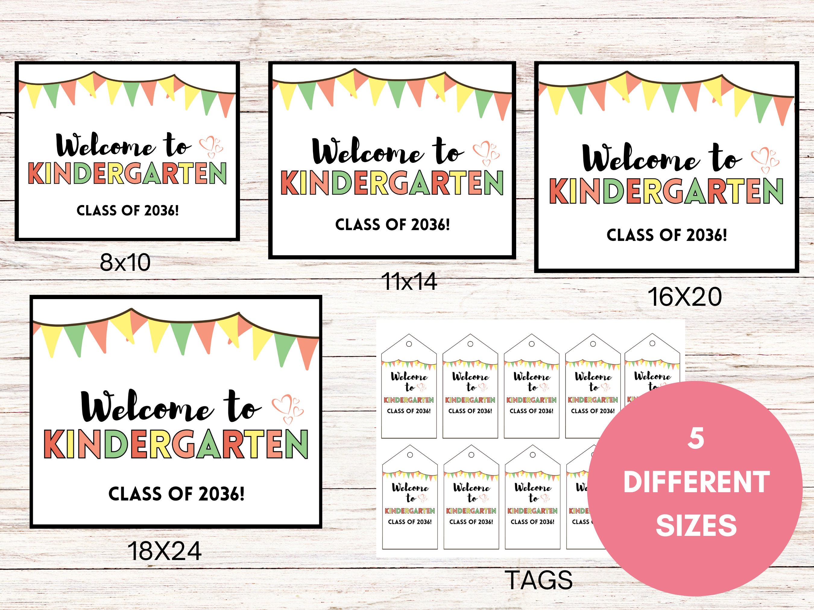 Welcome to Kindergarten, Back to School Sign and Tags, Welcome to ...