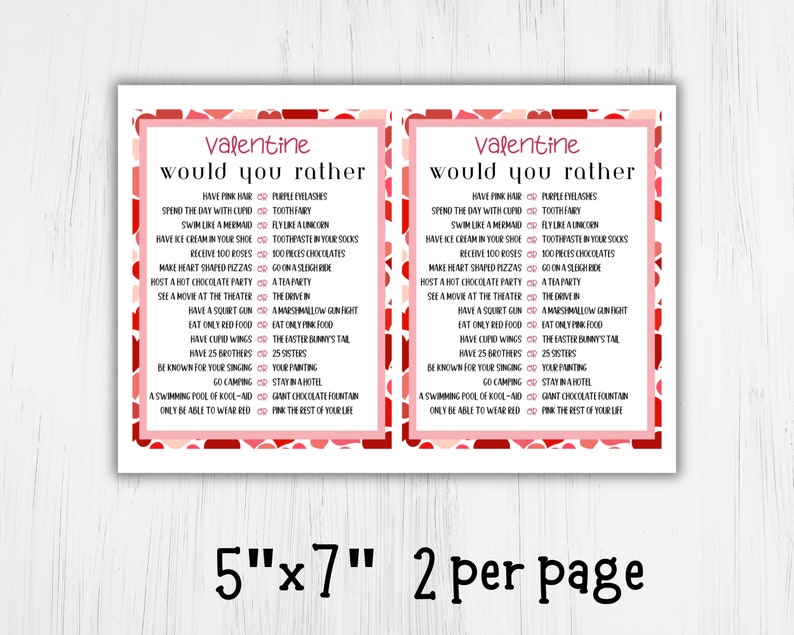 Valentine Would You Rather Game, Valentines Game for Kids, Valentine's ...