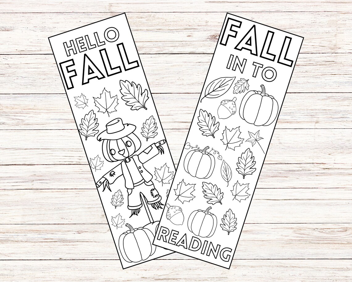 Printable Fall Color Your Own Bookmarks - Set of 4,instant Digital ...