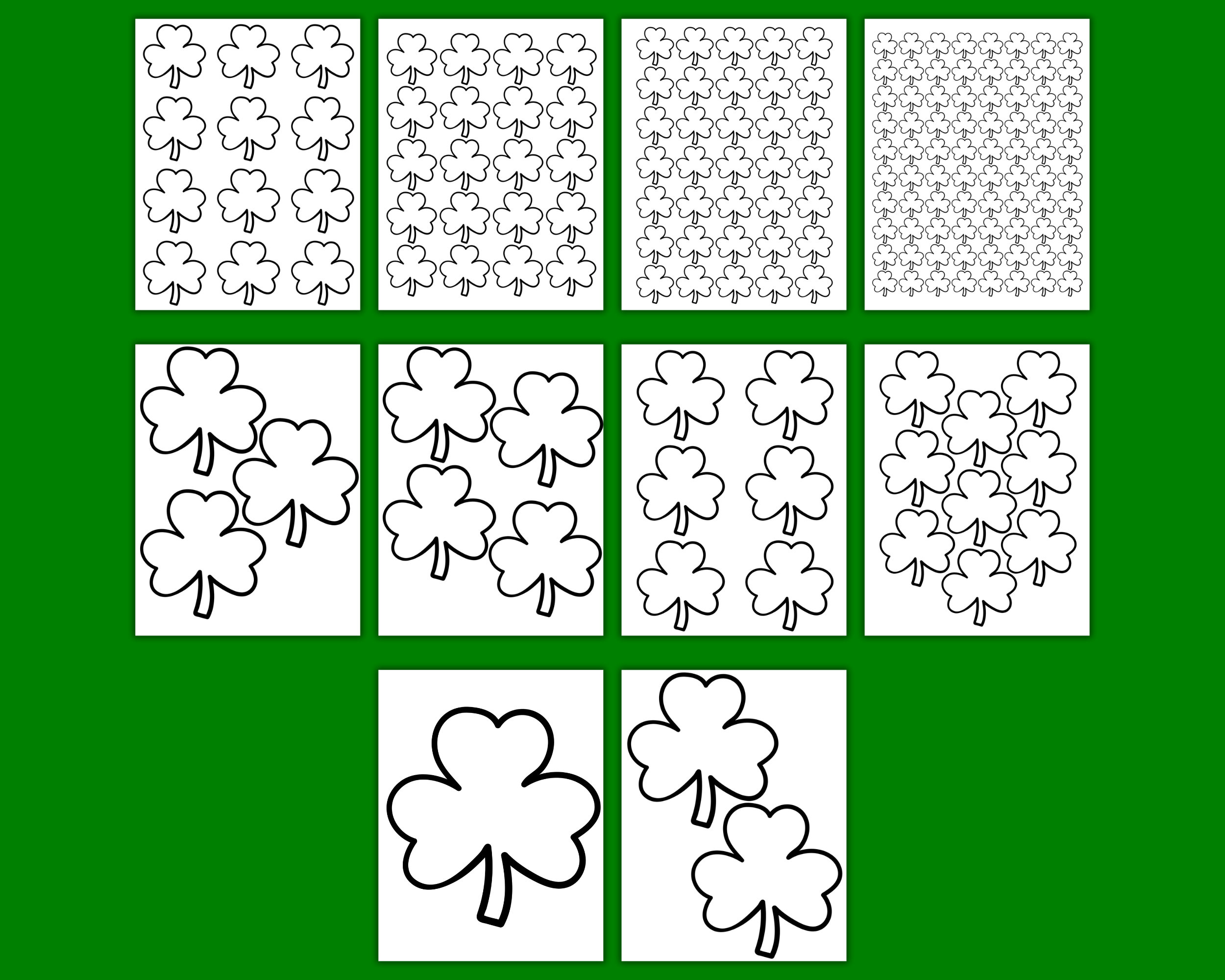 Shamrock Template Bundle: 10 Sizes for St. Patrick's Day Crafts (PDF ...