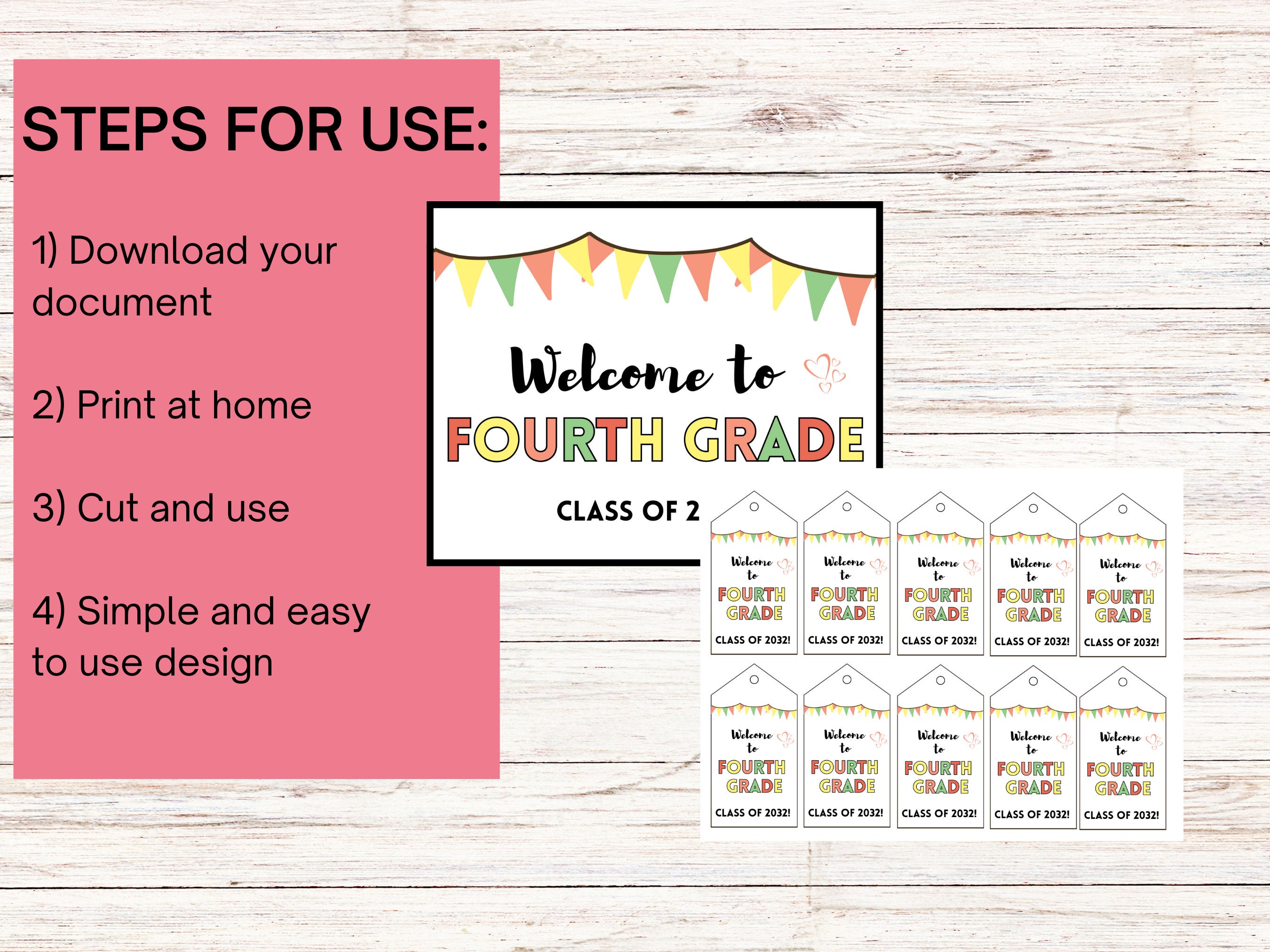 Welcome to Fourth Grade Sign & Gift Tags (digital Download) - Etsy