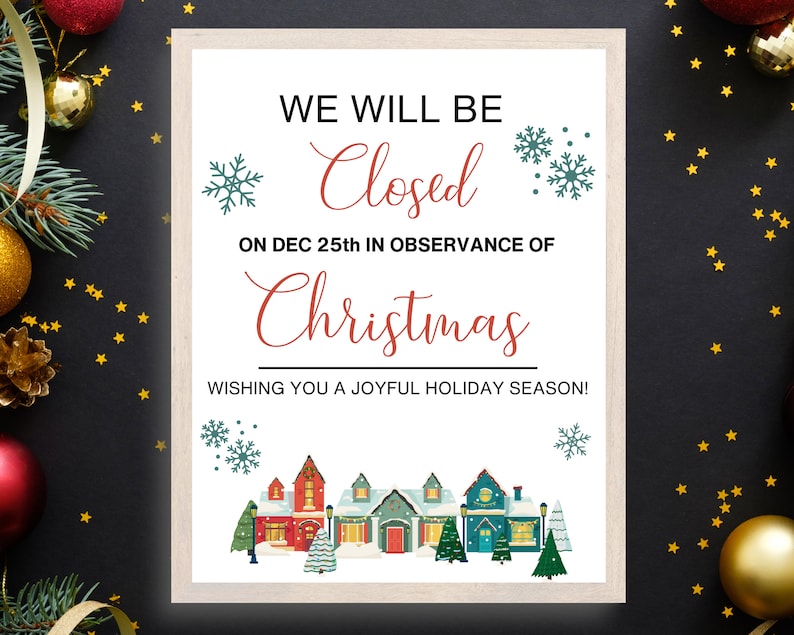 Closed for Christmas Eve & Christmas Printable Sign, 8x10 - Etsy