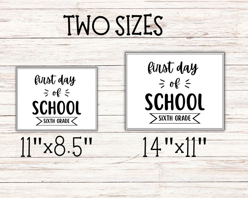 Sixth Grade First Day of School Sign: Black & White Photo Prop (digital ...