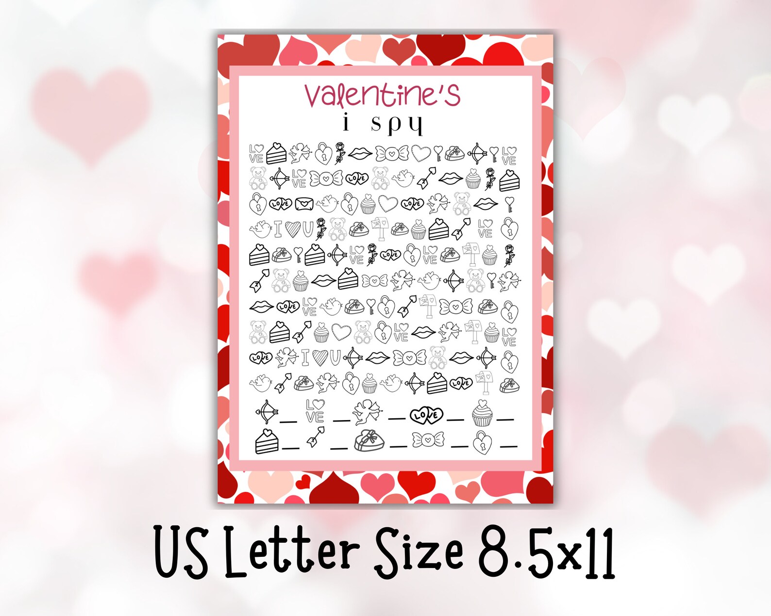 Valentine Day I Spy Game, Valentine's Party Games, Valentines Day ...