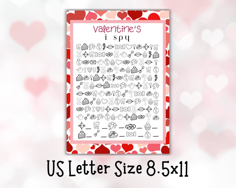 Valentine Day I Spy Game, Valentine's Party Games, Valentines Day ...