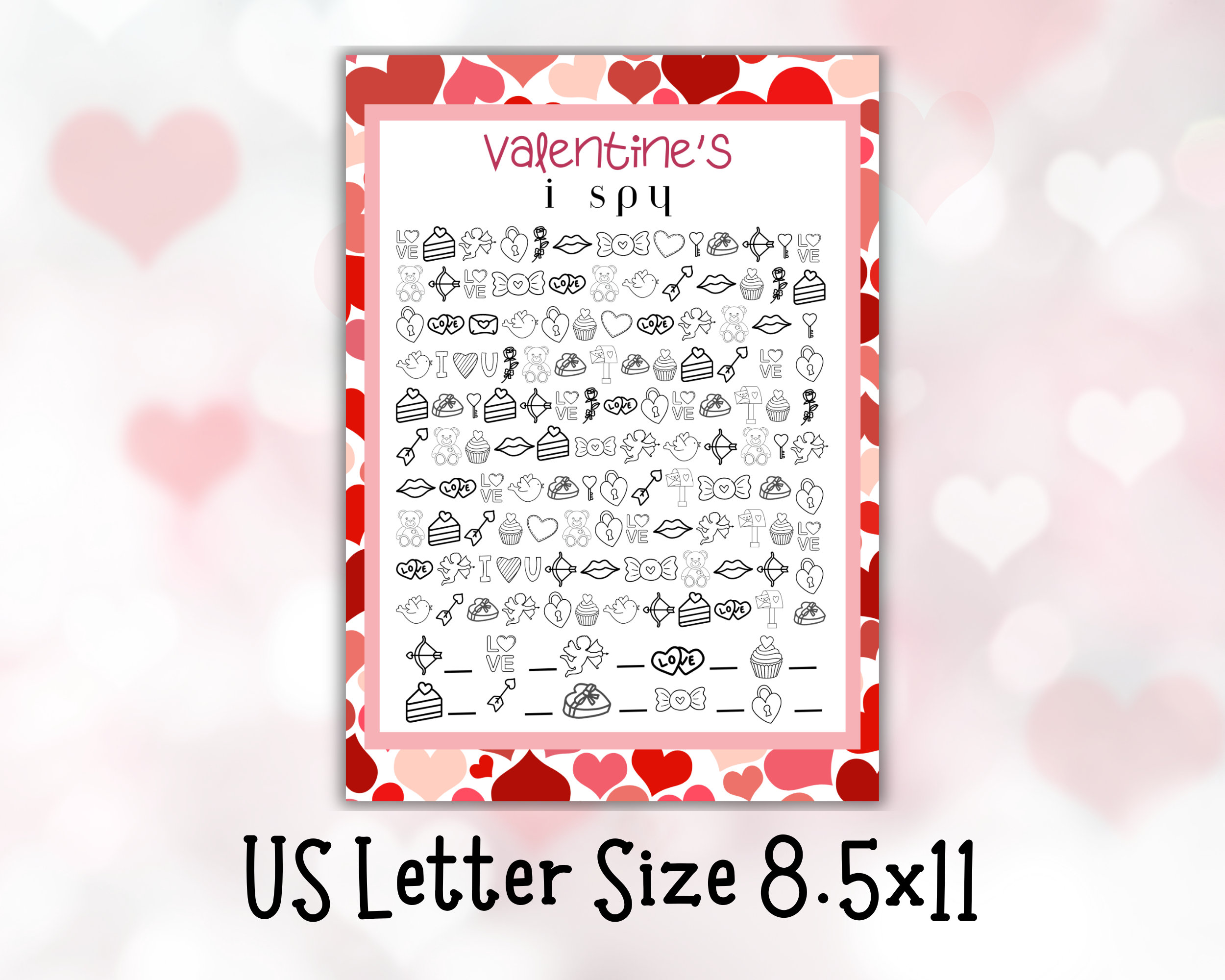 Valentine Day I Spy Game, Valentine's Party Games, Valentines Day ...