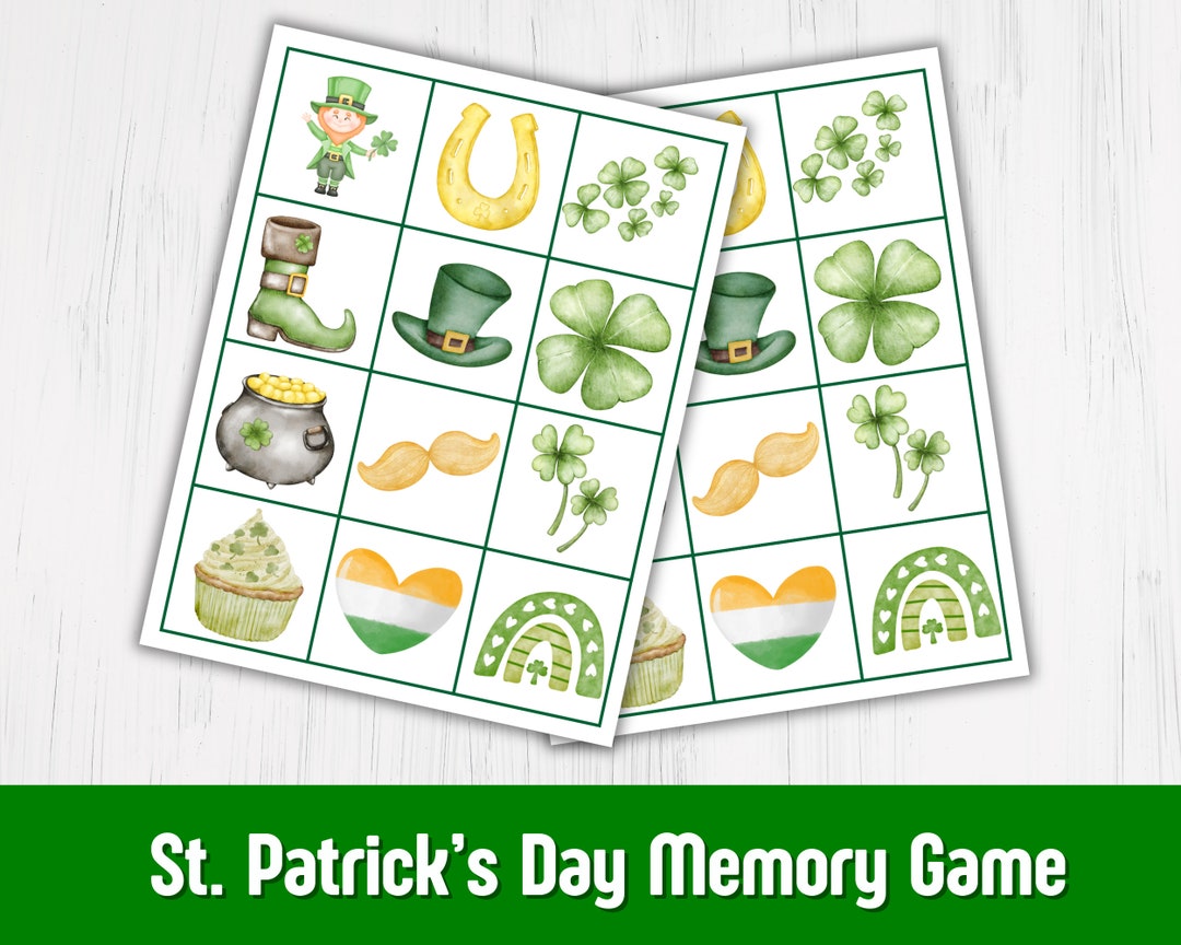 St. Patrick's Day Memory Match Game: Fun Printable Activity (instant ...
