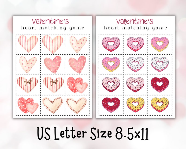Valentine's Heart Matching Game - Fun and Educational Activity - Etsy