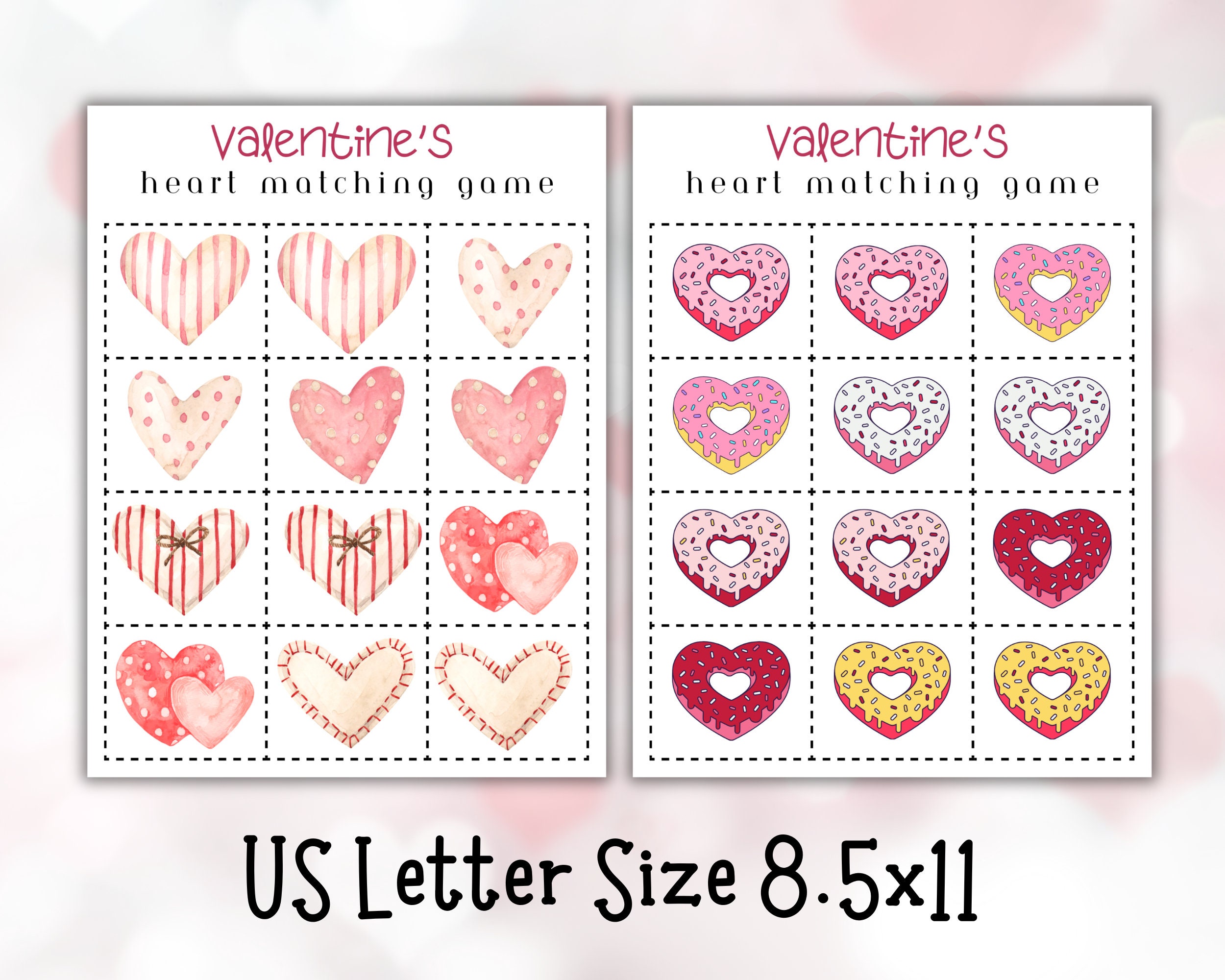 Valentine's Heart Matching Game - Fun and Educational Activity - Etsy