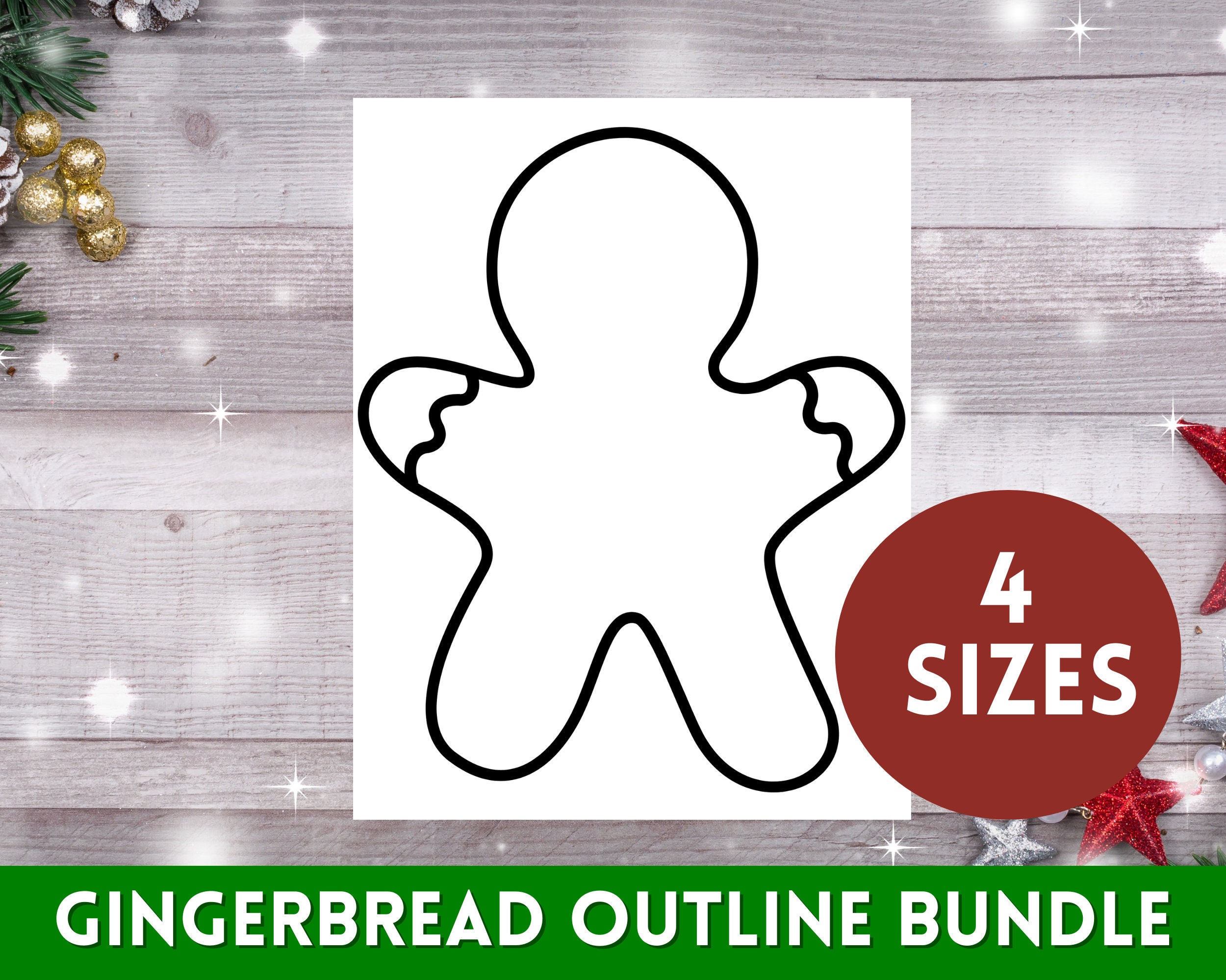 Gingerbread Outline Printable Bundle - DIY Holiday Decor - Etsy