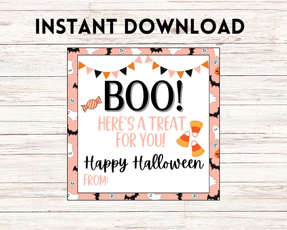 Halloween Treat Tags Printable - Boo Sweet Tags, Trick or Treat Bag ...