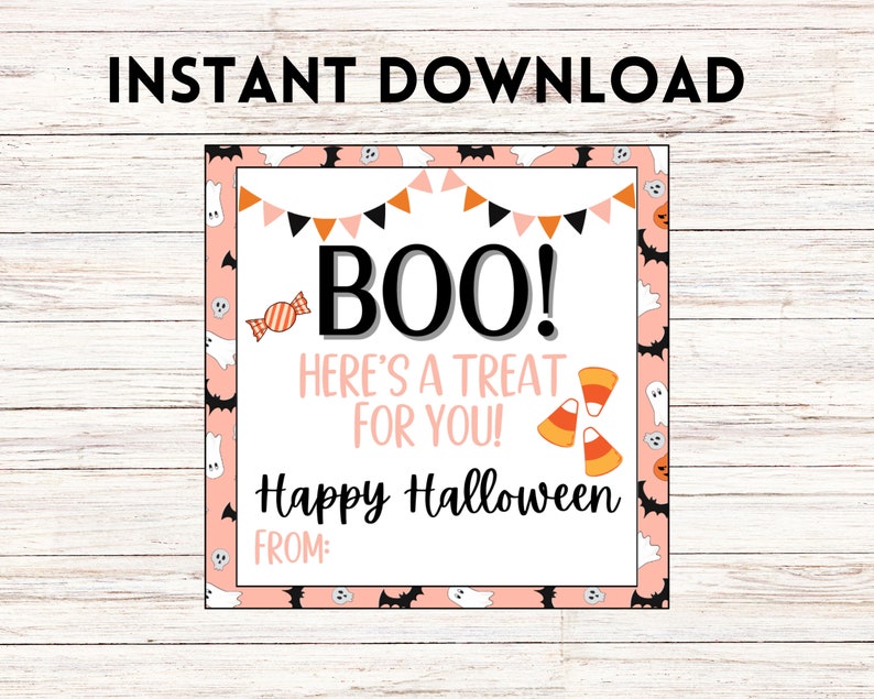 Halloween Treat Tags Printable - Boo Sweet Tags, Trick or Treat Bag ...