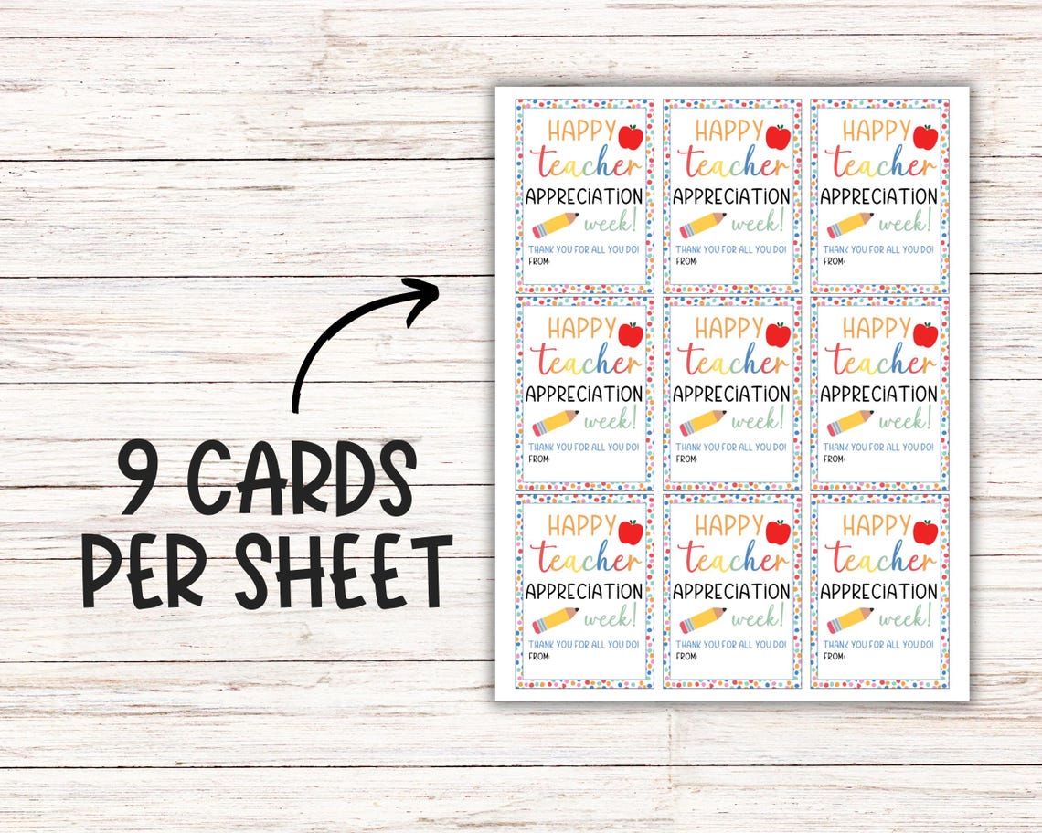 Teacher Appreciation Gift Tags: Printable Thank You Favor (PDF) - Etsy