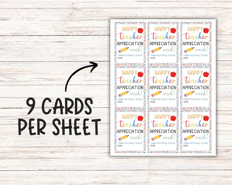 Teacher Appreciation Gift Tags: Printable Thank You Favor (PDF) - Etsy