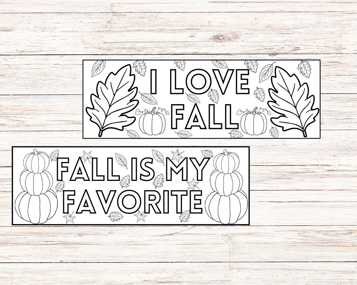 Printable Fall Color Your Own Bookmarks - Set of 4,instant Digital ...