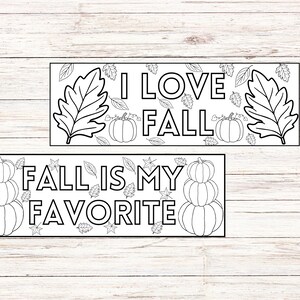 Printable Fall Color Your Own Bookmarks - Set of 4,instant Digital ...