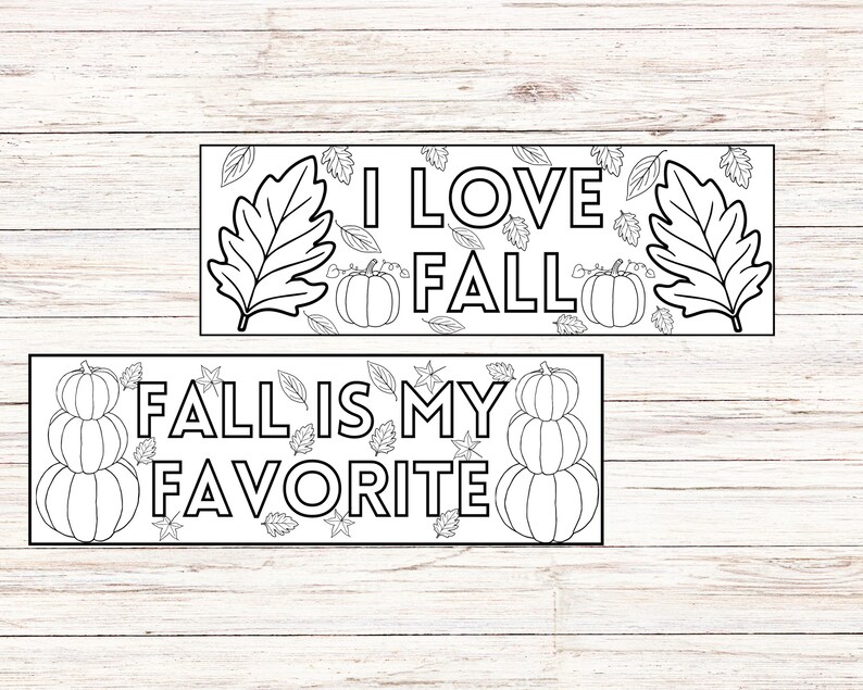 Printable Fall Color Your Own Bookmarks - Set of 4,instant Digital ...