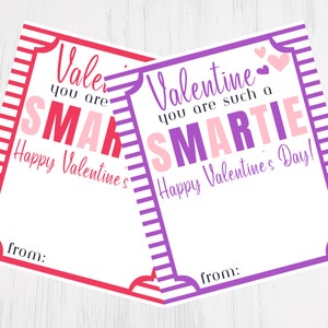Smartie Valentines Day Printable Tag Bundle, School Valentines Cards ...