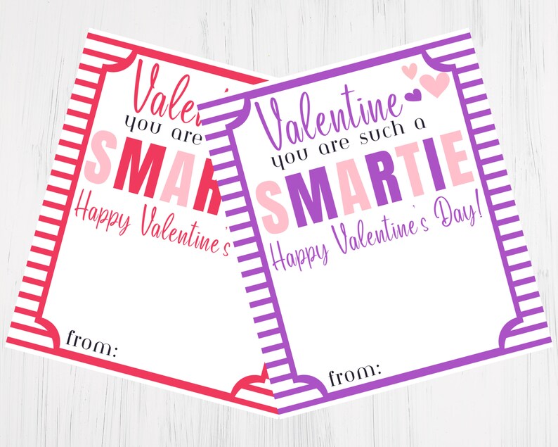 Smartie Valentines Day Printable Tag Bundle, School Valentines Cards ...
