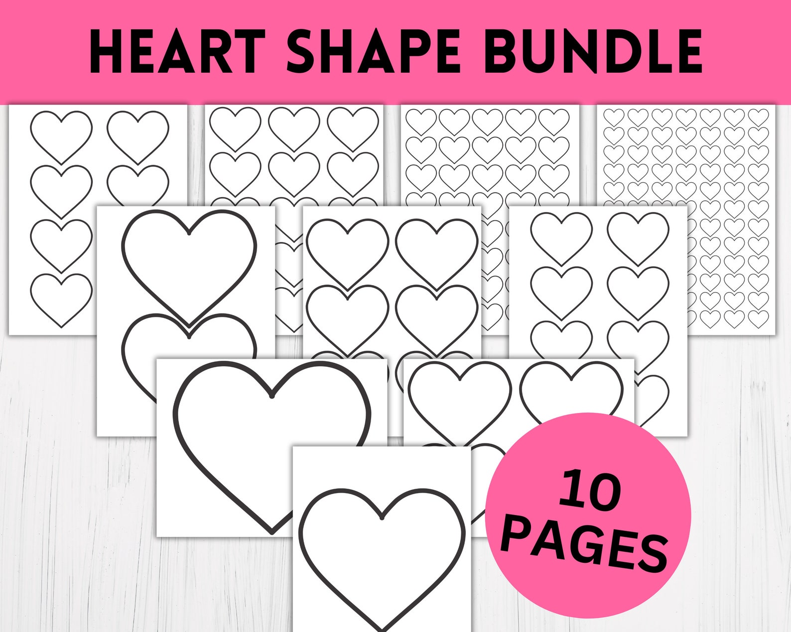 Heart Shape Printable Bundle, Love Symbol Templates, DIY Crafts Instant ...