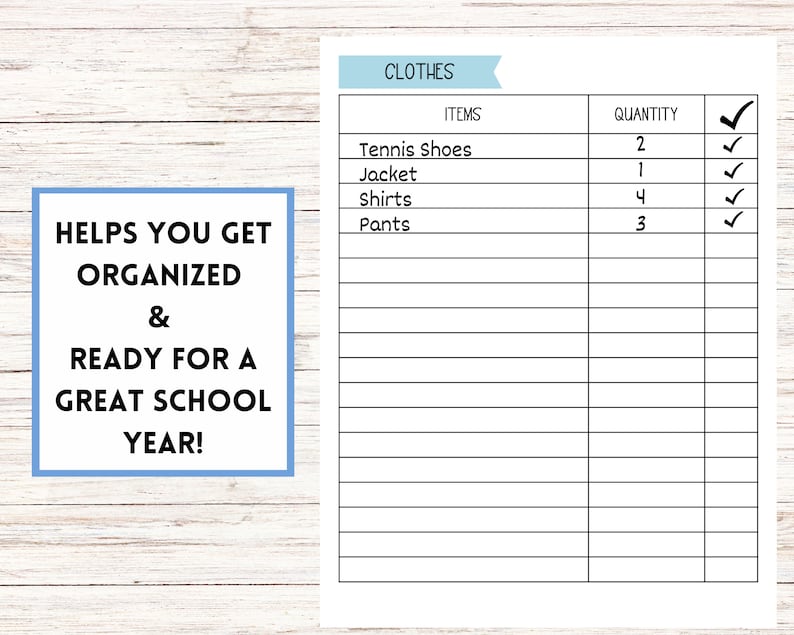 Back to School Printable Checklist, INSTANT DOWNLOAD, School Supply ...