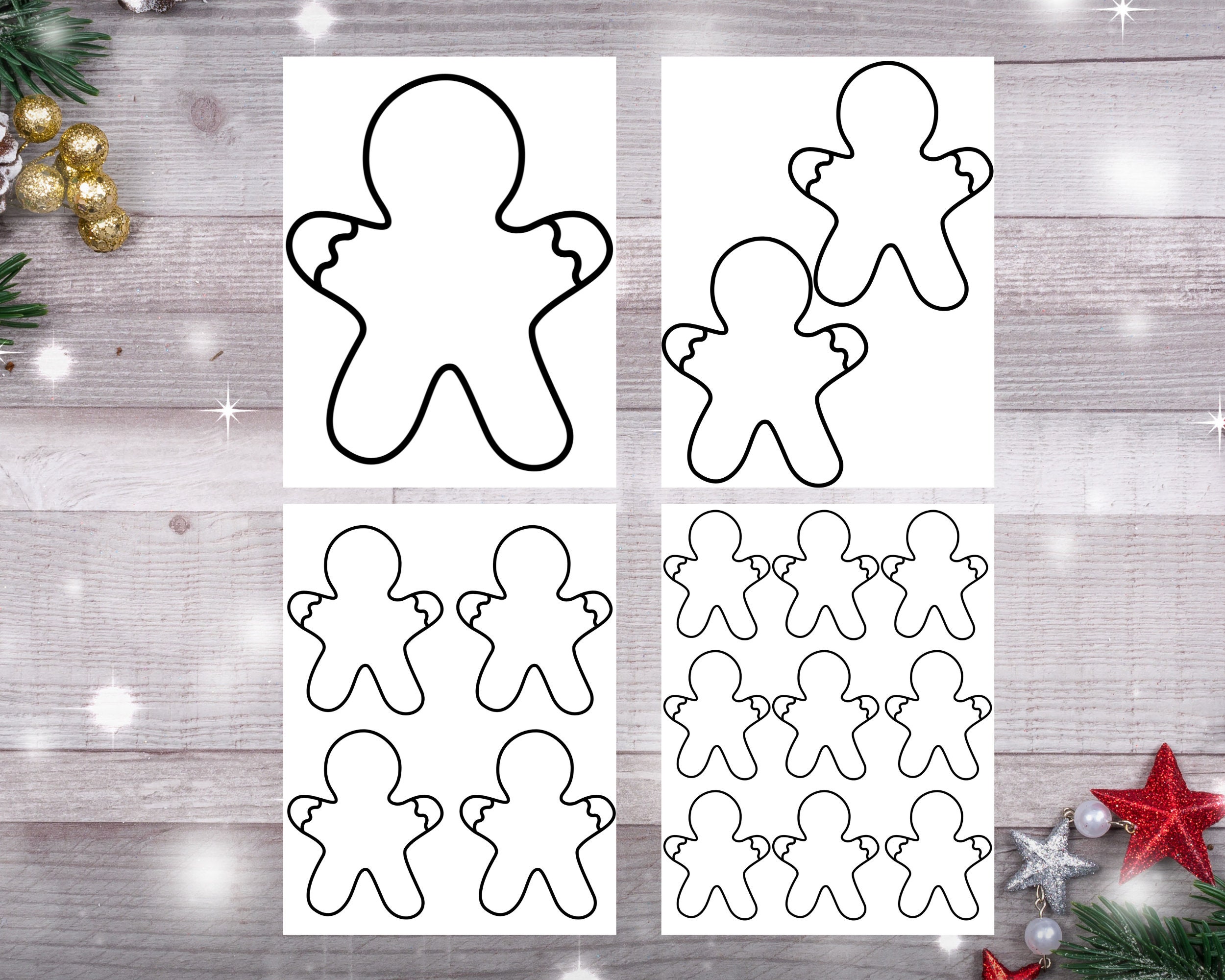 Gingerbread Outline Printable Bundle - DIY Holiday Decor - Etsy