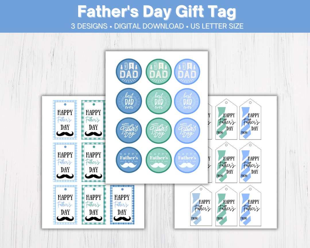 Father's Day Printable Gift Tag Bundle, Three Designs, INSTANT DOWNLOAD ...