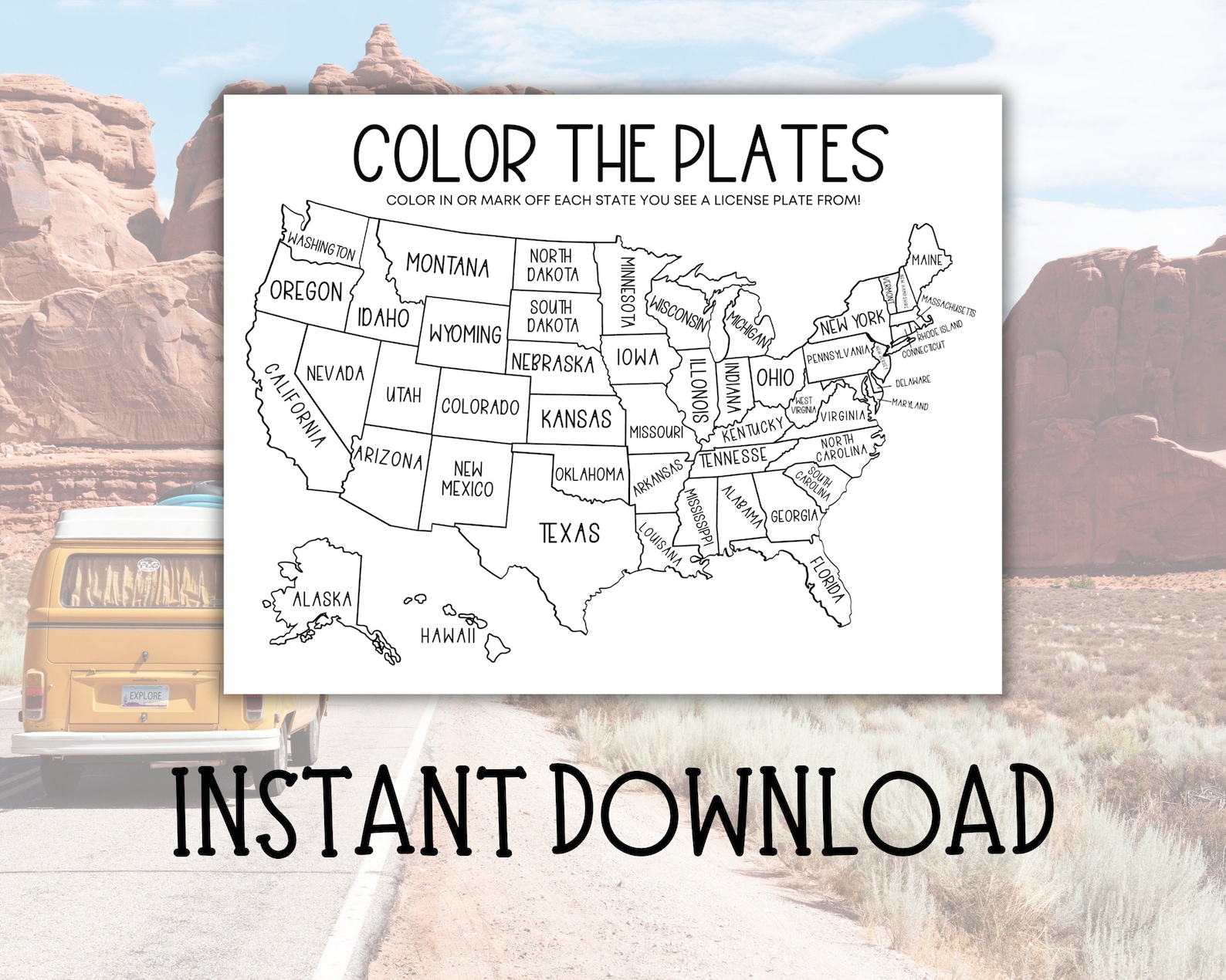 License Plate Game: Road Trip Activity for Kids (PDF) - Etsy