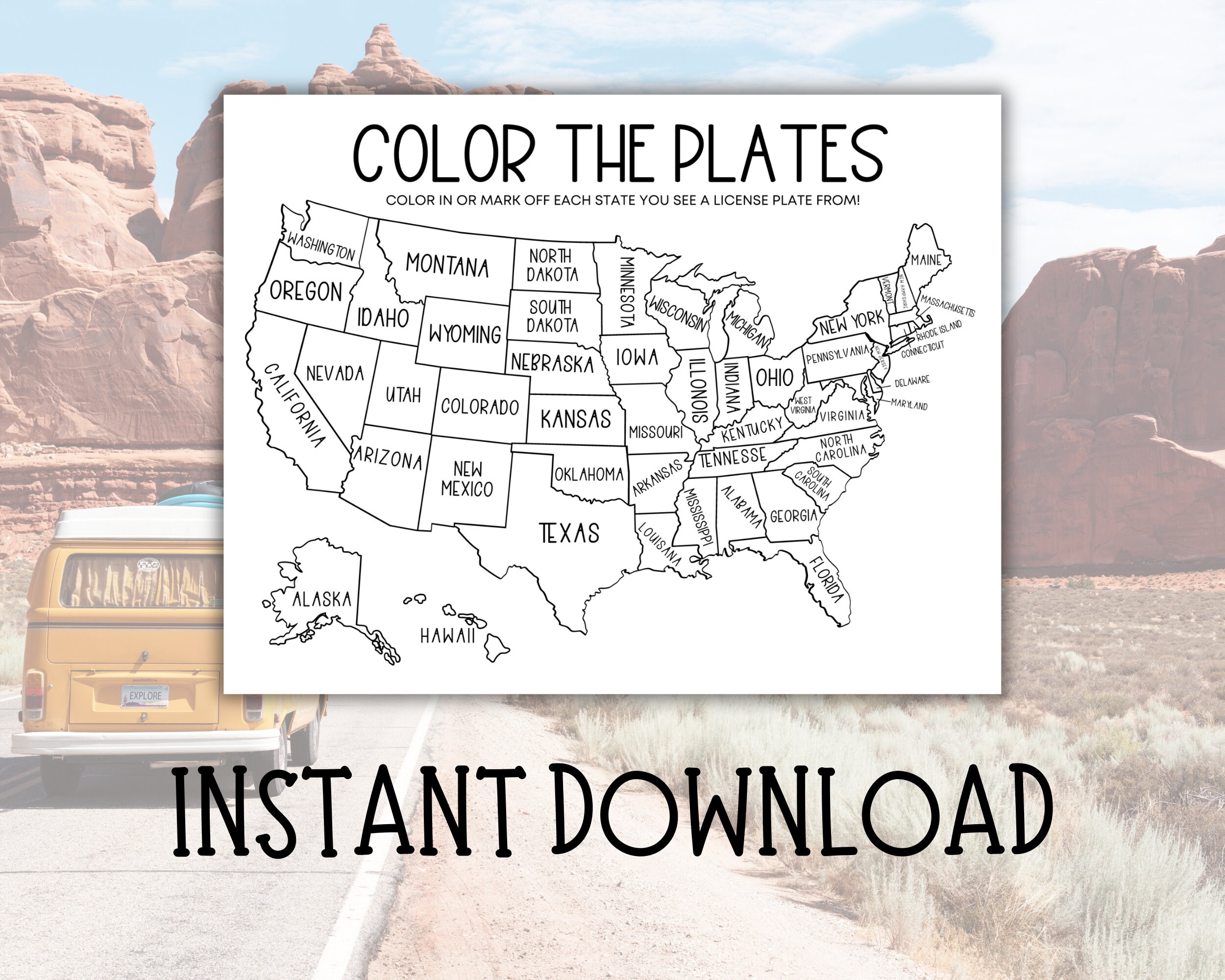 License Plate Game: Road Trip Activity for Kids (PDF) - Etsy