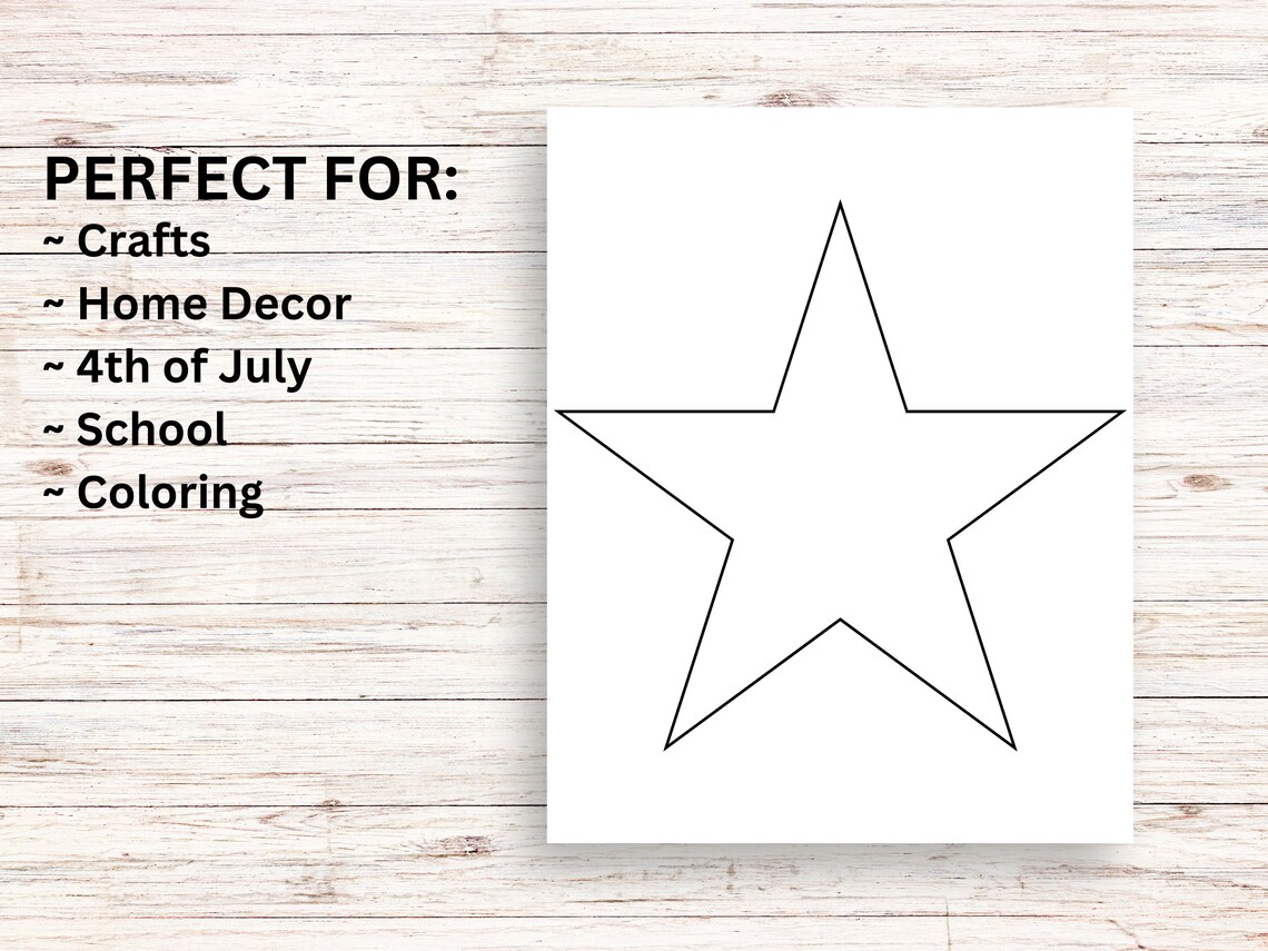 Printable Star Template Bundle, Kids Crafts, Coloring Page, Printable ...