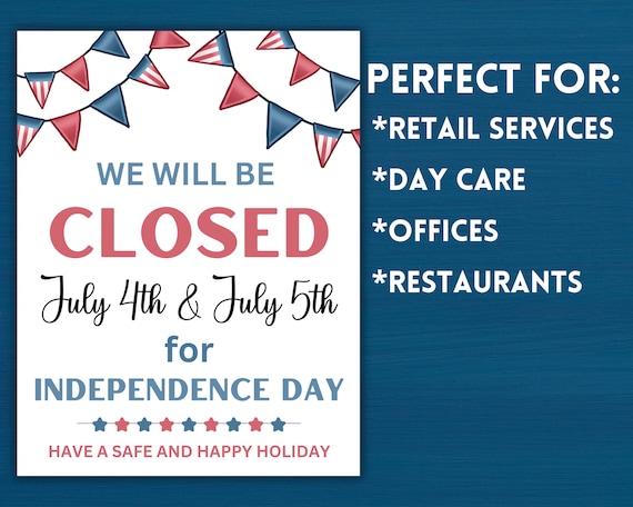 Office Will Be Closed Sign