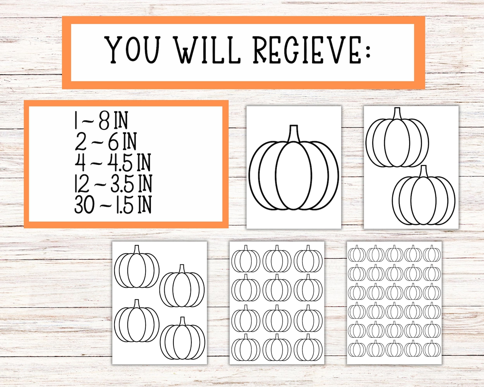 Pumpkin Template Bundle: DIY Fall Craft Stencils (PDF, PNG) - 5 Sizes ...