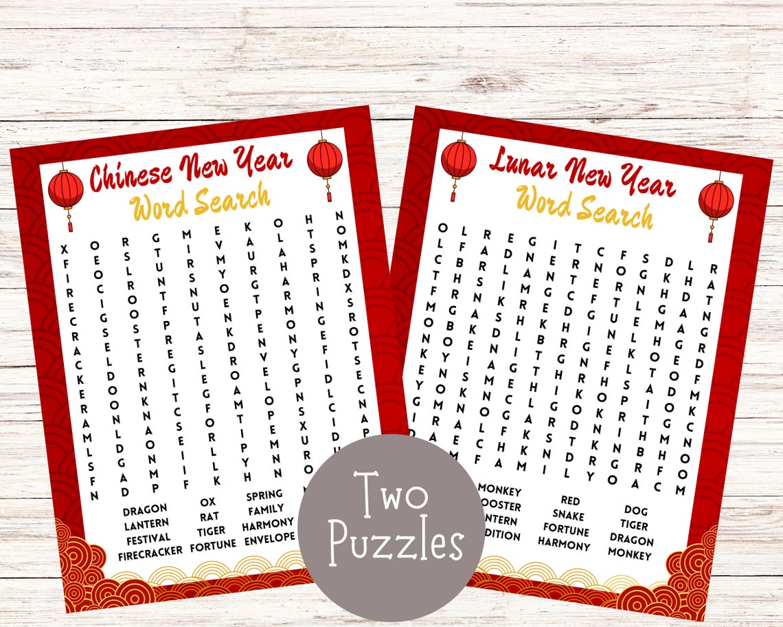 Chinese New Year Word Search, Chinese Zodiac Word Search, Lunar New ...
