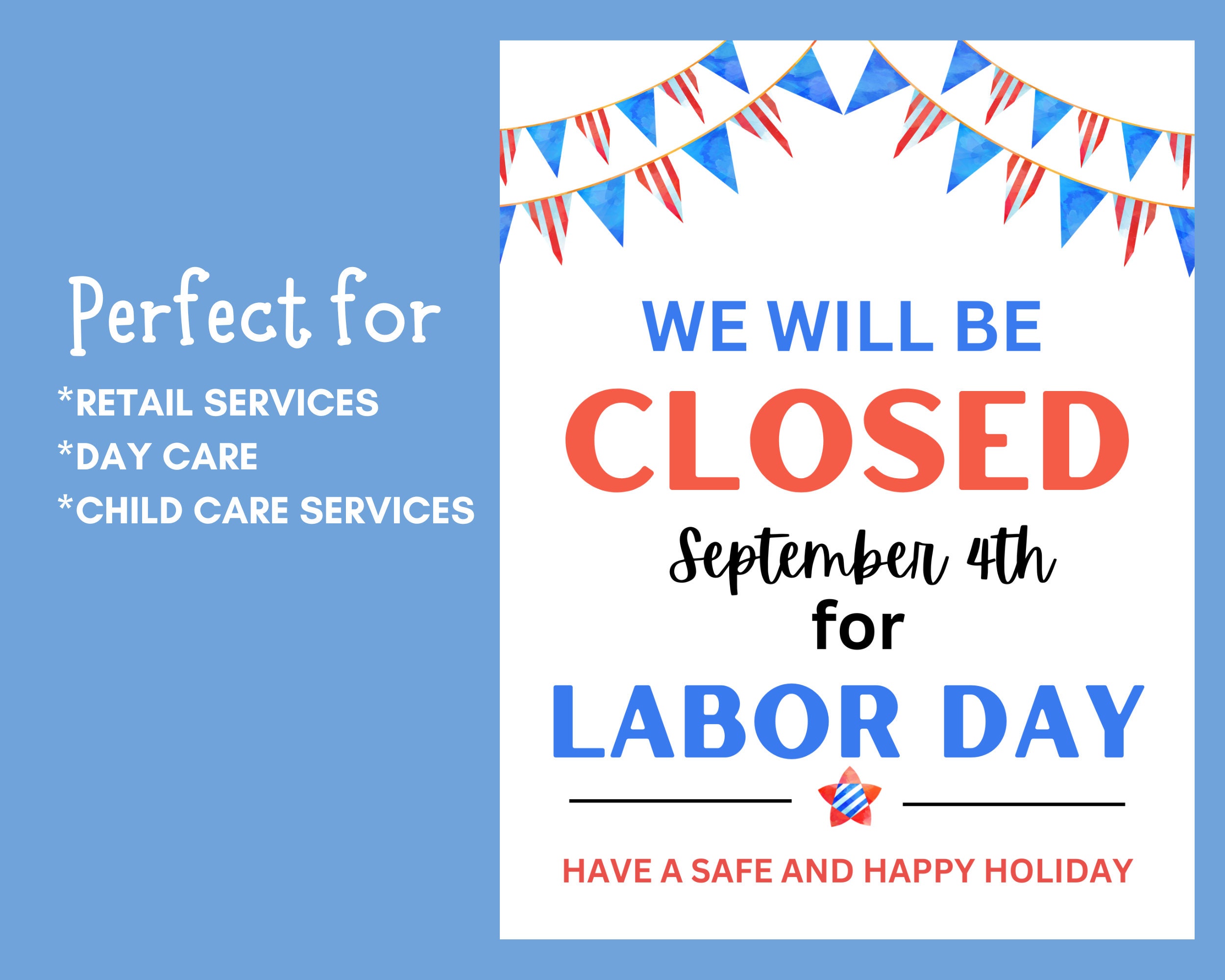 Closed for Labor Day Printable Sign Closed Sign Instant Download - Etsy