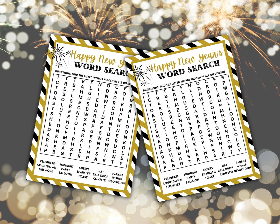 New Years Word Search for Kids and Families, 5x7, 8x10 - Etsy