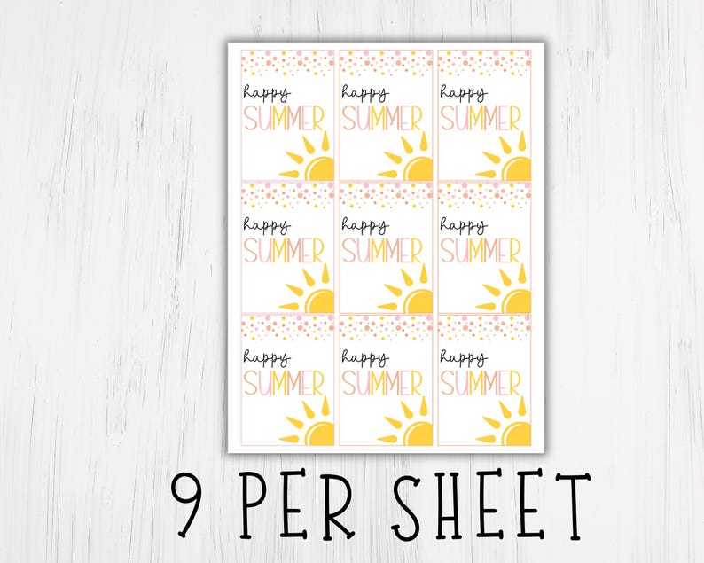 Happy Summer Gift Tags: Printable End of Year Party Favors (digital ...