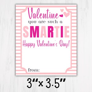 Smartie Valentines Day Printable Tag Bundle, School Valentines Cards ...