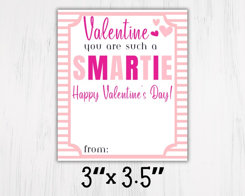 Smartie Valentines Day Printable Tag Bundle, School Valentines Cards ...