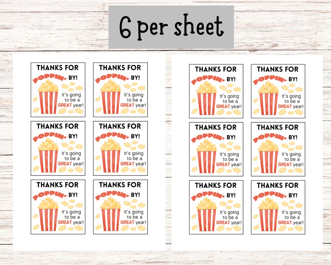 Thanks for Poppin' by Gift Tags for School - Set of 24 -back to School ...