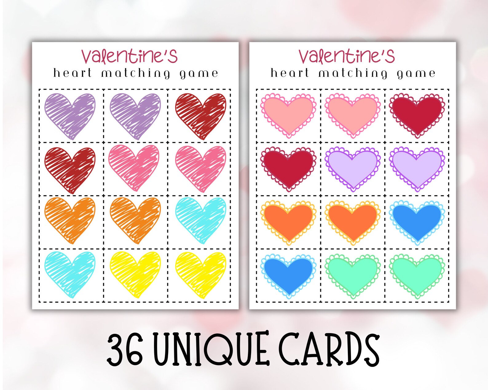 Valentine's Heart Matching Game - Fun and Educational Activity - Etsy