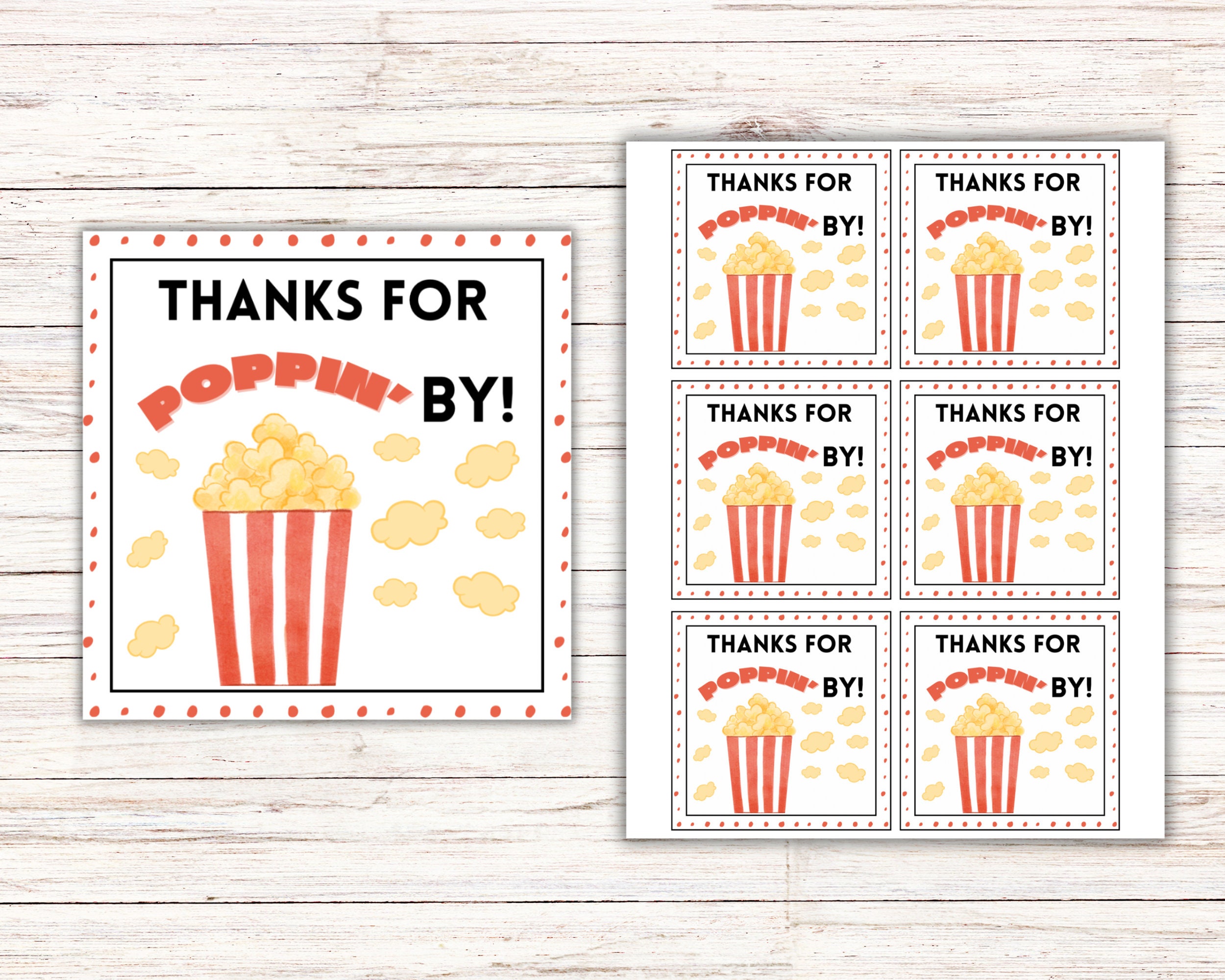 Thanks for Poppin' by Printable Gift Tags Popcorn Thank Gift Tags ...