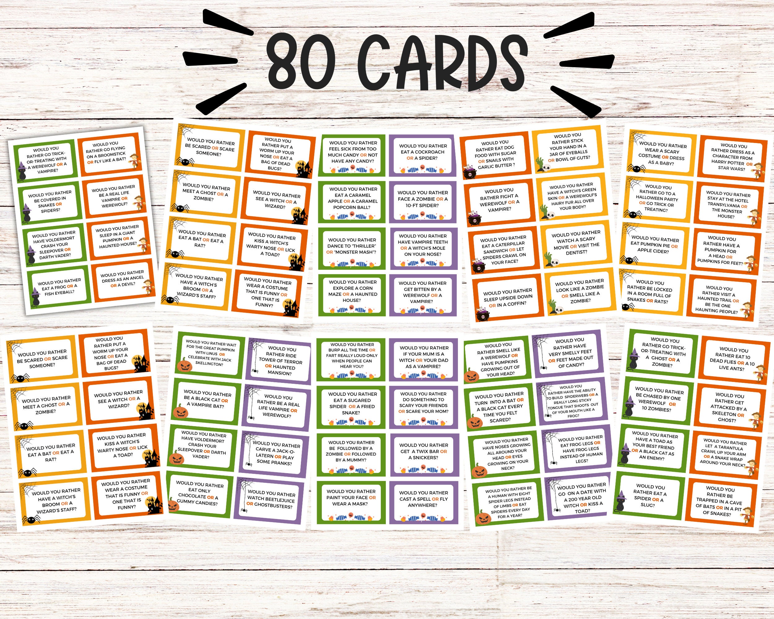 Halloween Would You Rather Game: 80 Printable Cards (PDF) - Etsy