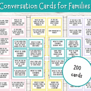 Family Conversation Starter Cards: 200 Printable Questions (PDF) - Etsy