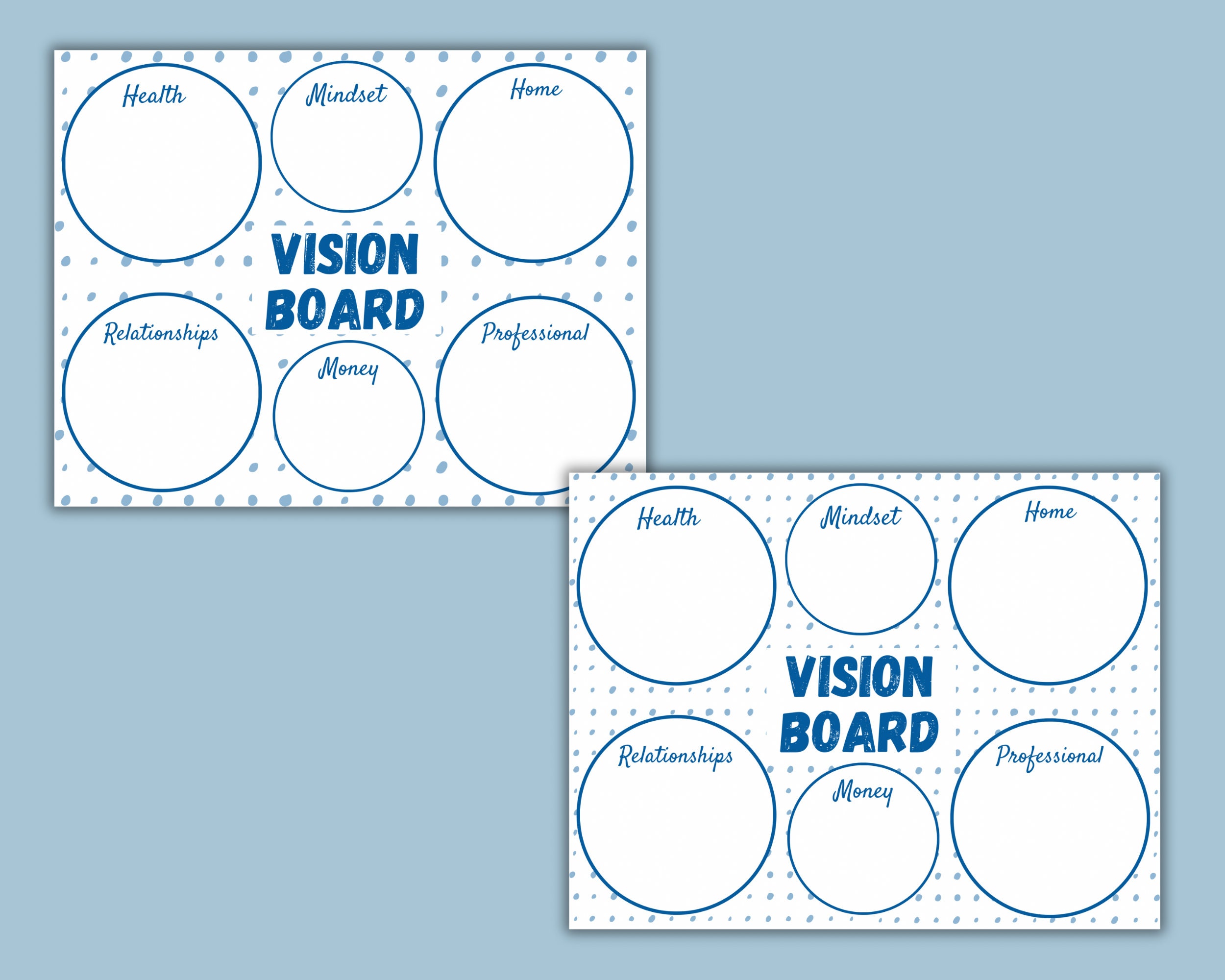 Vision Board Template Printable: 6 Designs, 4 Sizes - New Year ...