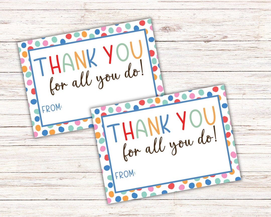 Polka Dot Thank You Gift Tags: Teacher Appreciation (PDF) - Etsy